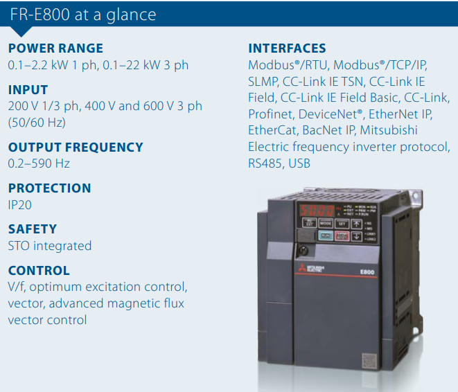 FR-E800 Mitsubishi Electric Inverter 1 Phase 50Hz 0.75kW 240V E820S ...