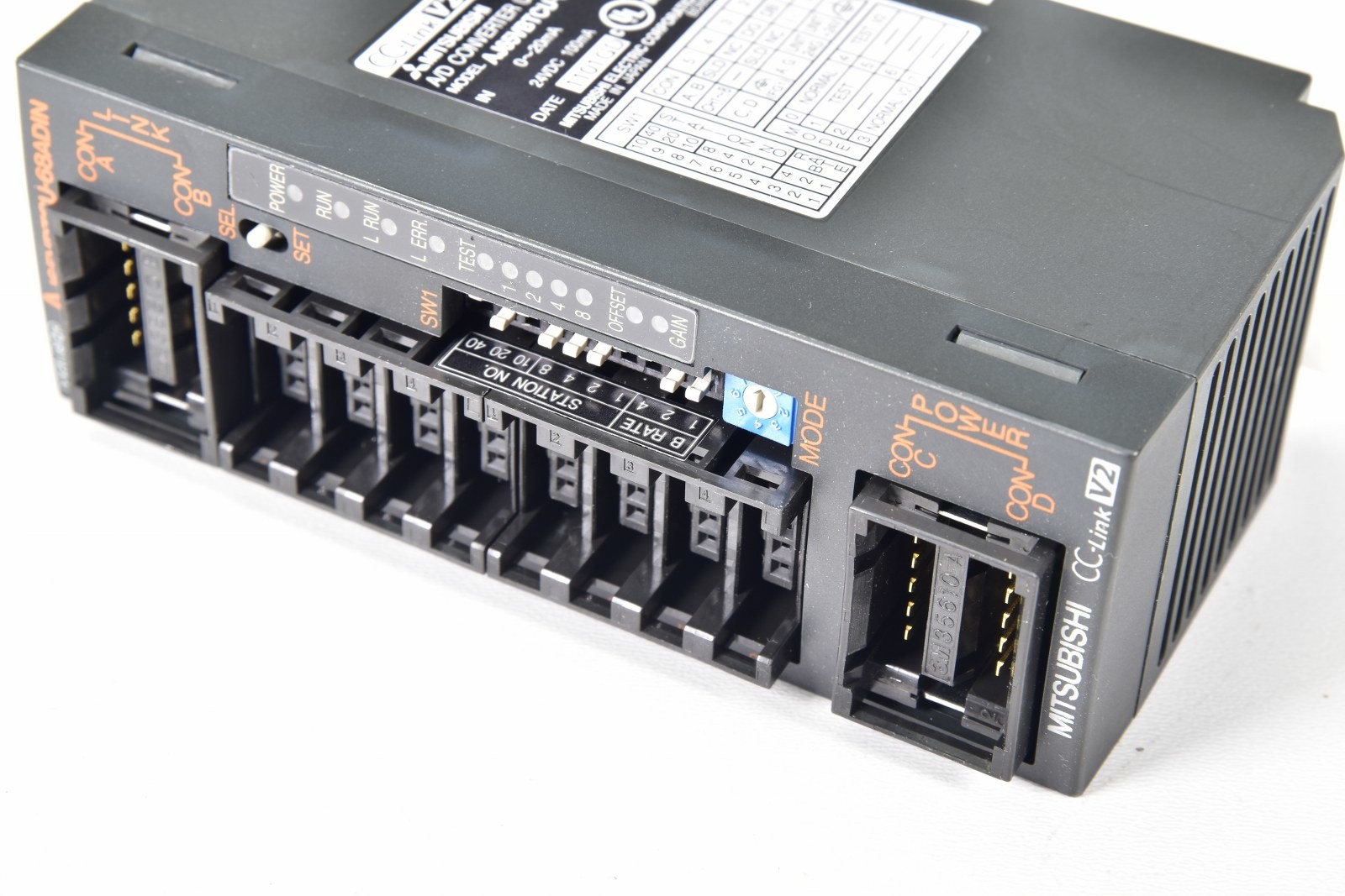 Black Mitsubishi PLC CC Link Module Conversion Unit AJ65VBTCU-68ADIN